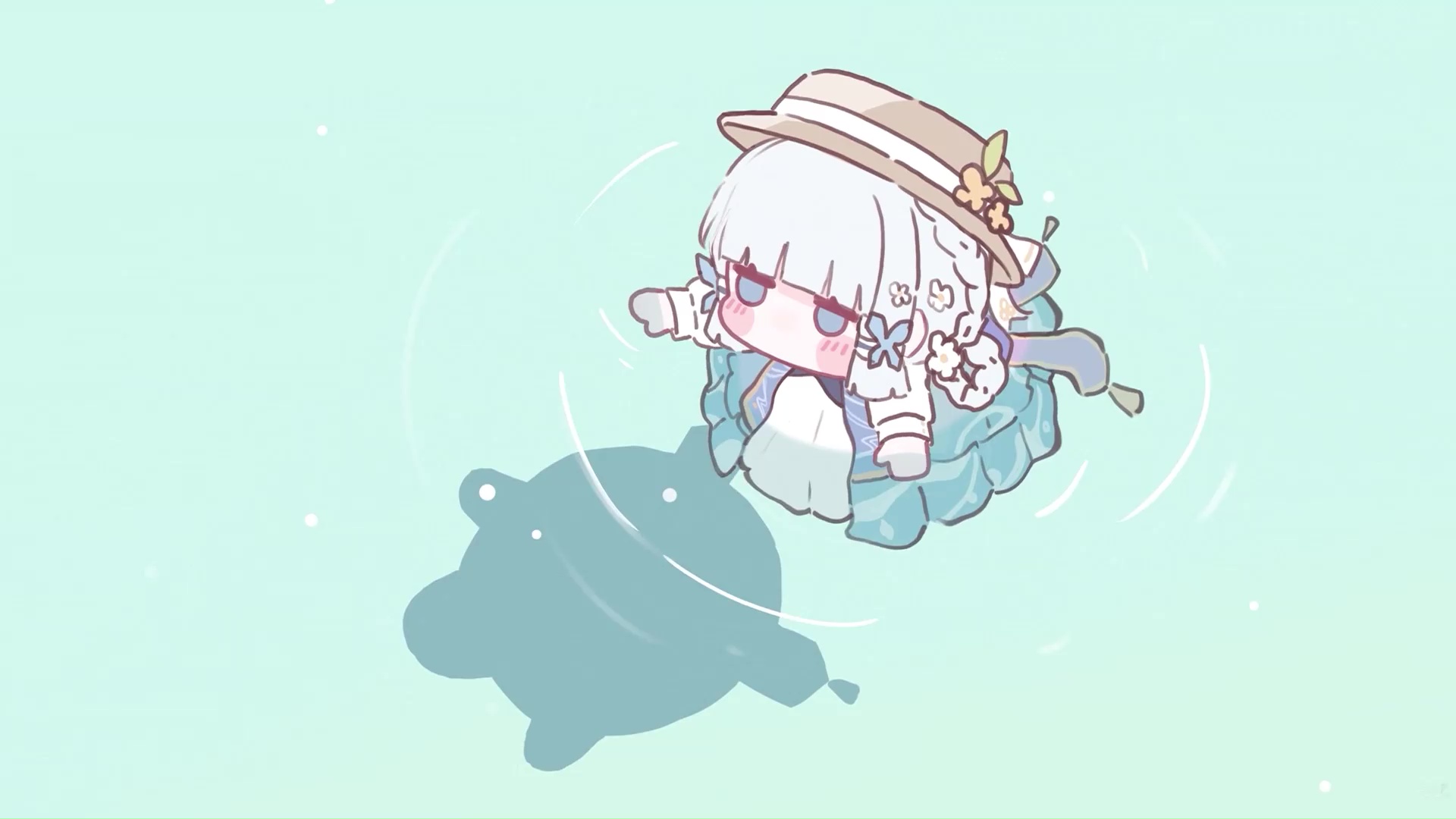 Chibi Ayaka Swimming Genshin Impact Live Wallpaper - WallpaperWaifu