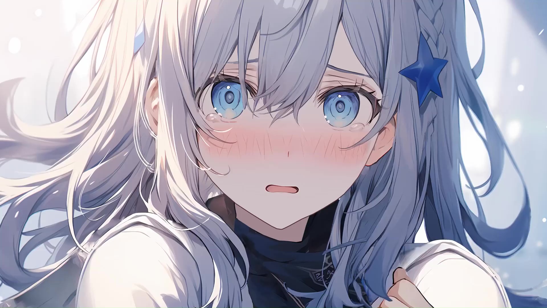 Anime Girl Crying Face Close Up Live Wallpaper - WallpaperWaifu
