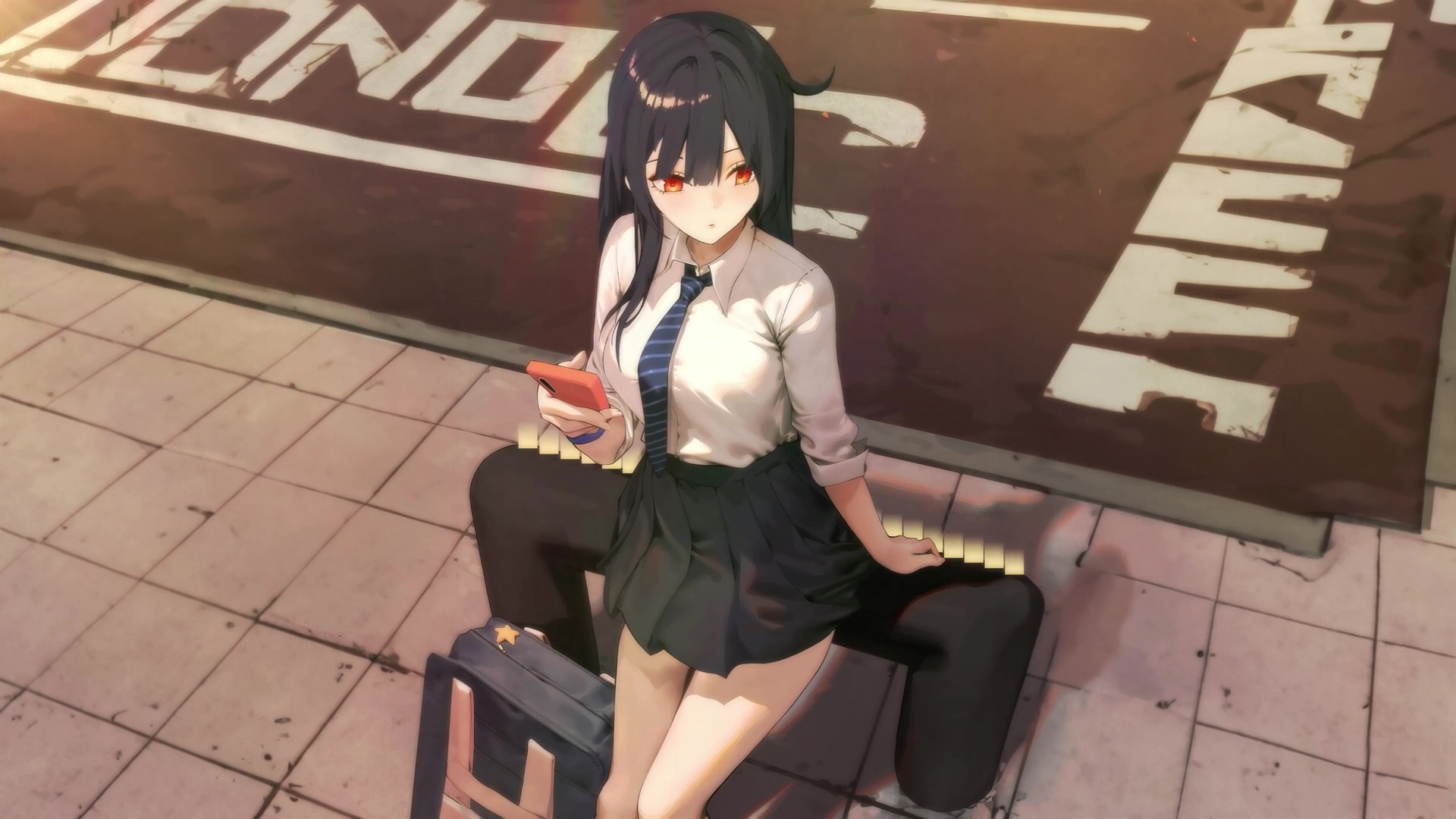 Anime Girl Waiting For Bus Live Wallpaper - WallpaperWaifu