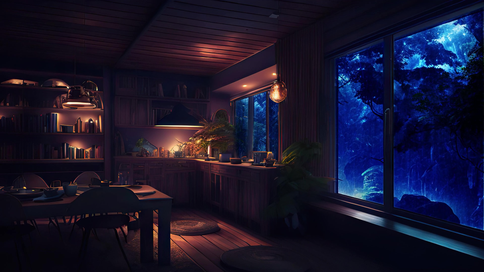 Cozy Room on a Rainy Night Live Wallpaper - WallpaperWaifu