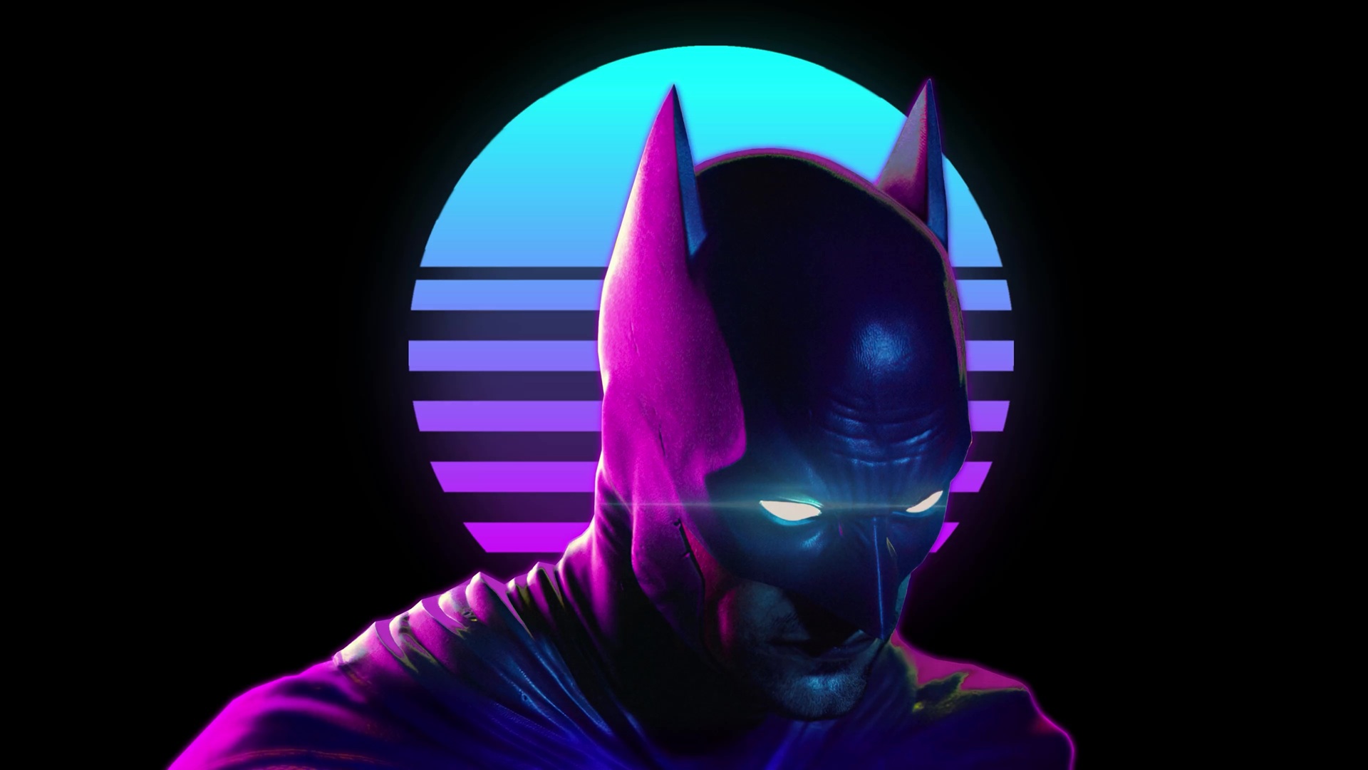 Retrowave Batman With Neon Lights Live Wallpaper - WallpaperWaifu