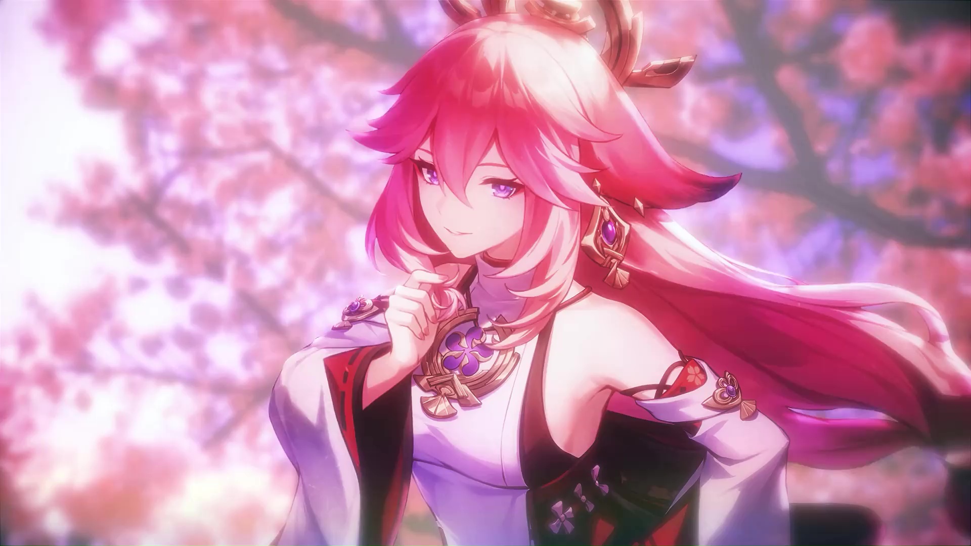 Yae Miko under the Cherry Blossoms Genshin Impact Live Wallpaper ...