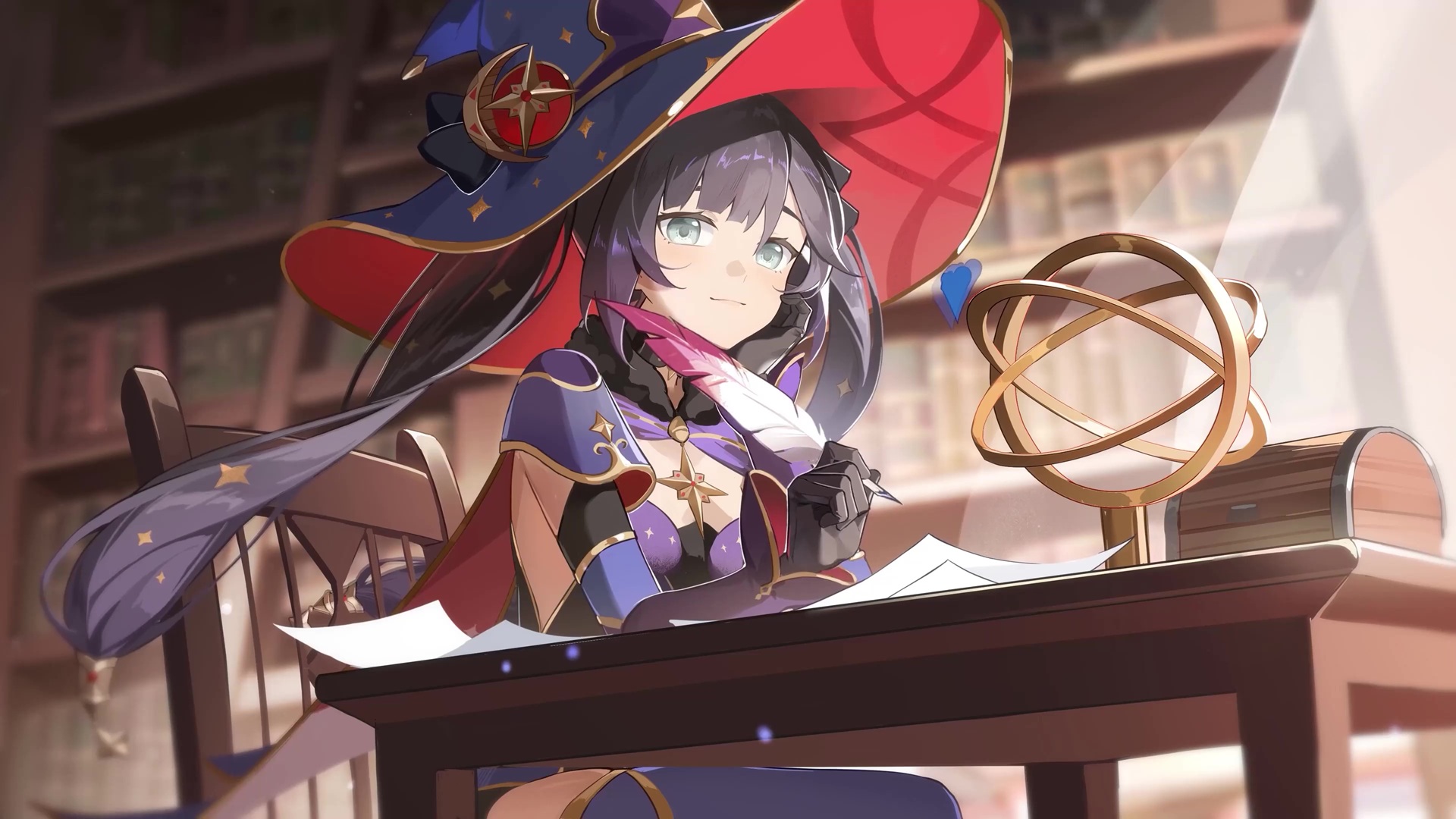 Mona in Library Genshin Impact Live Wallpaper - WallpaperWaifu