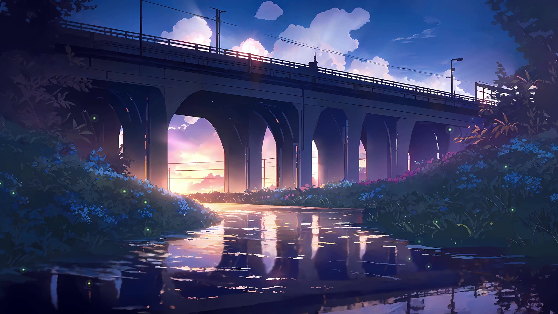 Sunset Under the Bridge Live Wallpaper - WallpaperWaifu