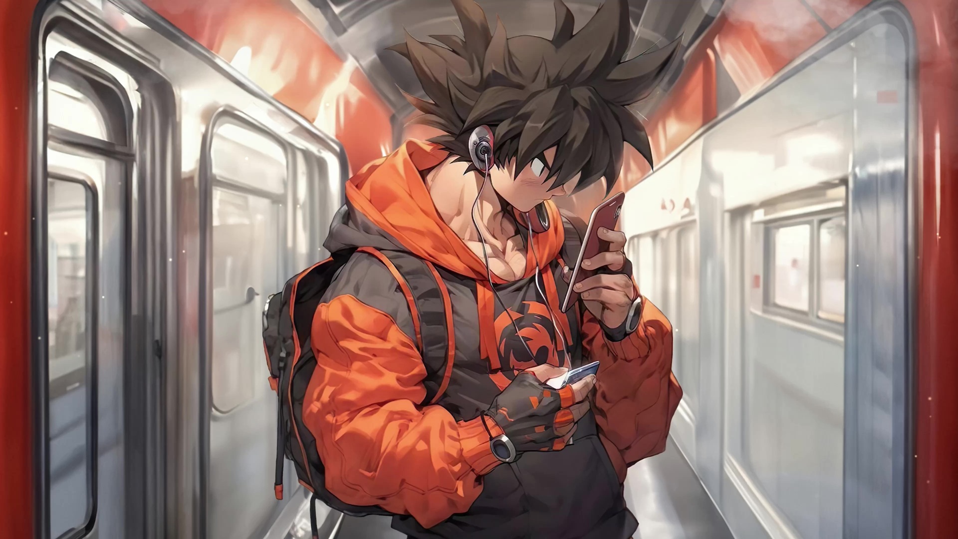 Goku in Subway Station Dragon Ball Live Wallpaper - WallpaperWaifu