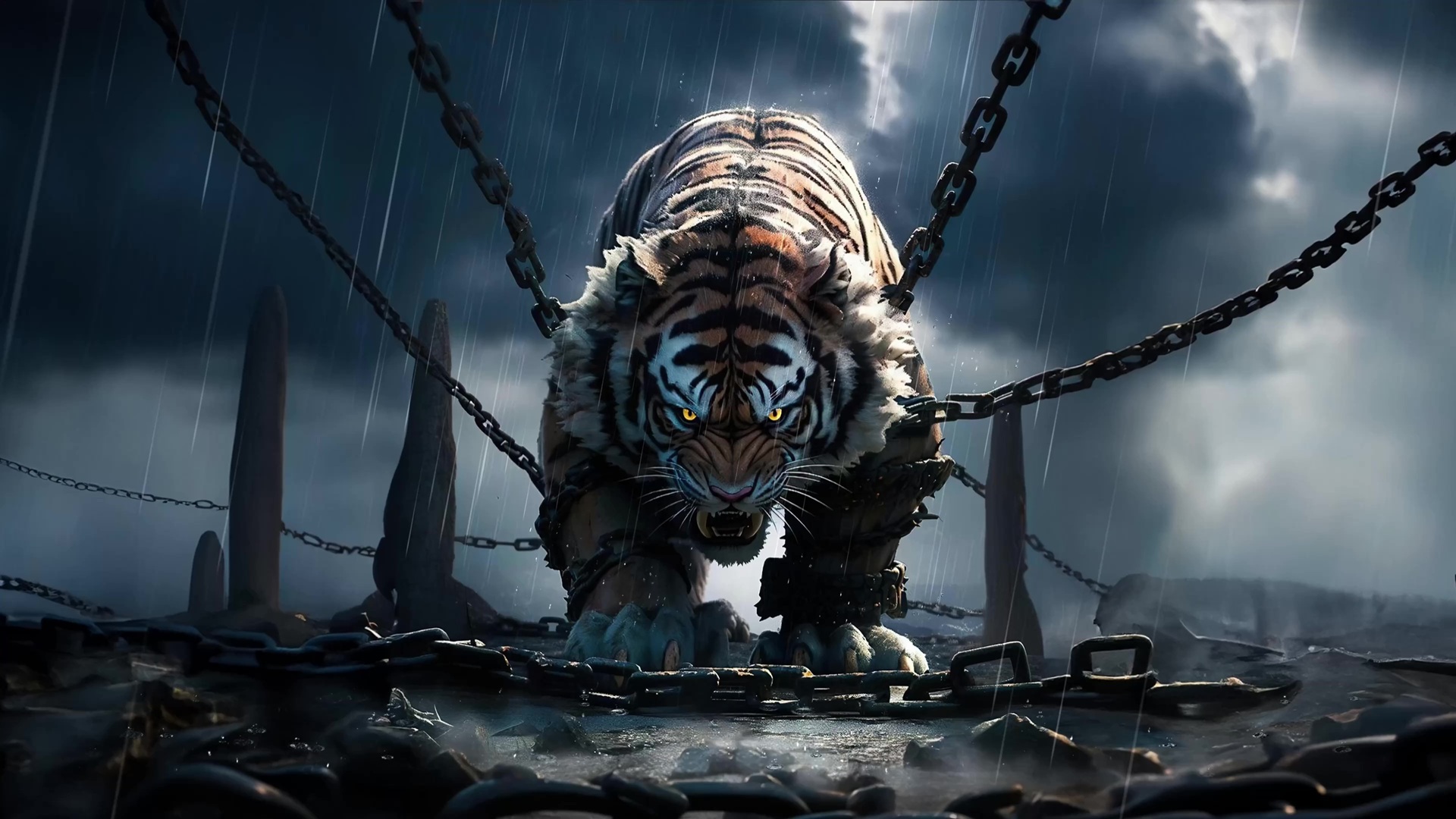 Rise of the Chained Tiger Live Wallpaper - WallpaperWaifu