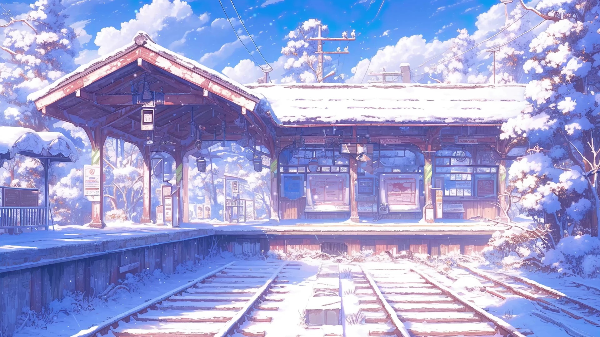 Snowy Train Station at Dawn Live Wallpaper - WallpaperWaifu